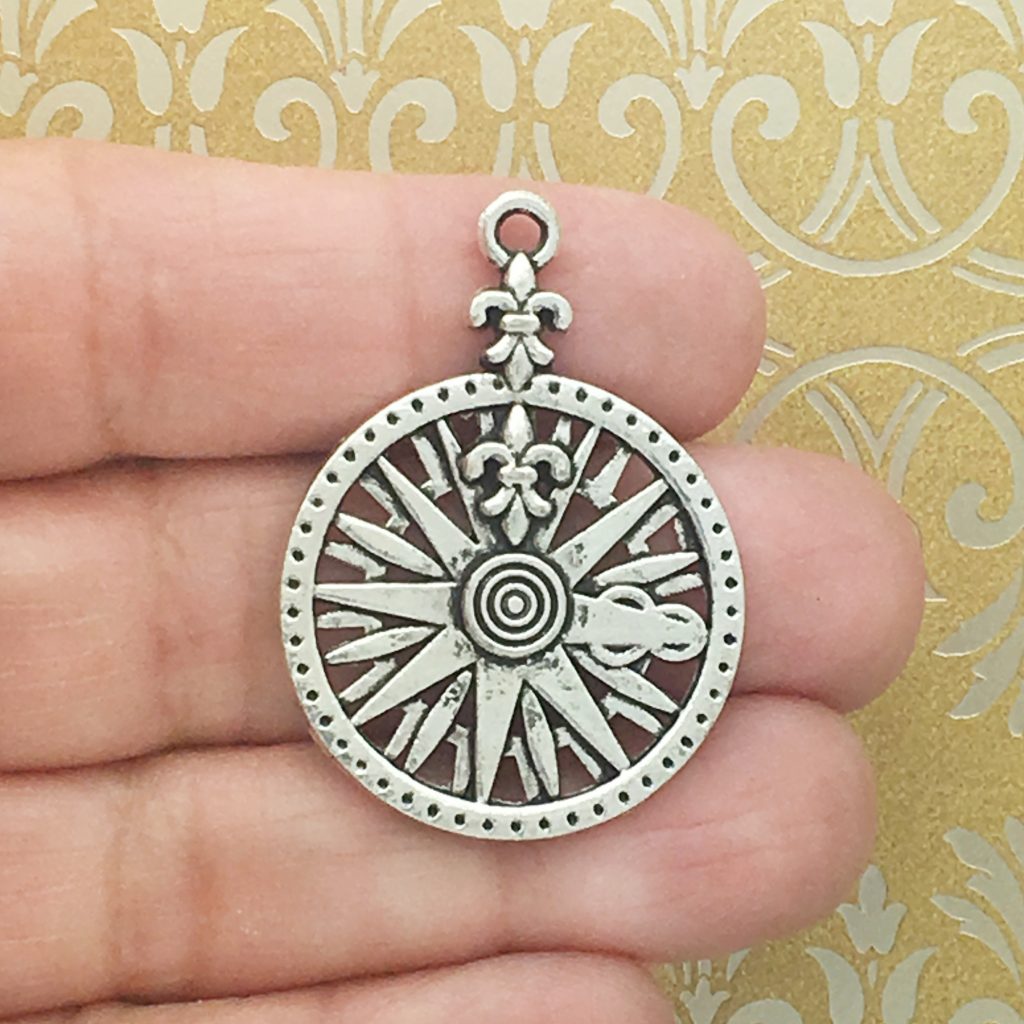 3 Silver Compass Charm by TIJC SP0907 | (713) 783-2217